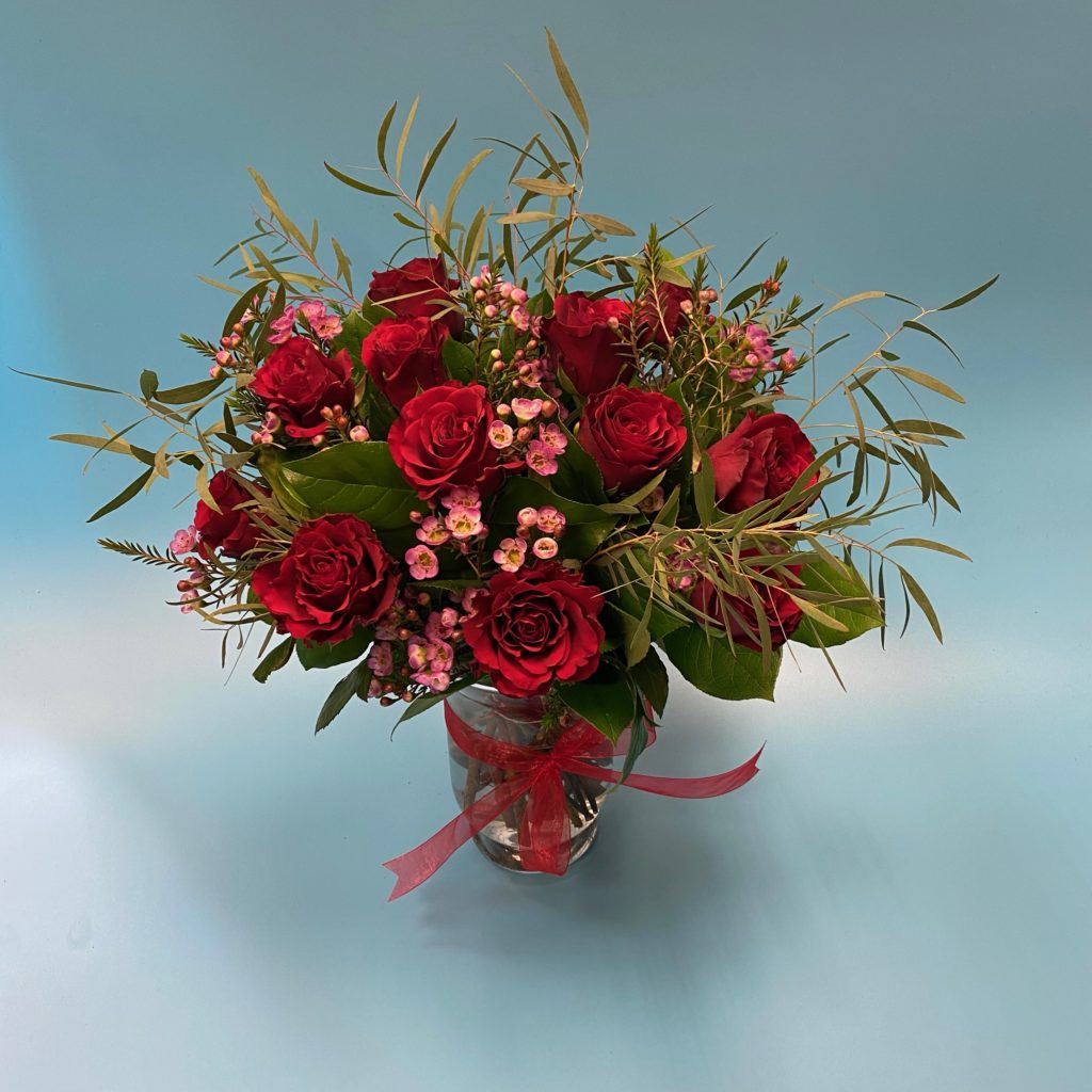 Petite Dozen Red Roses In Vase | The Brighton Flower Company